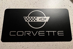 C4 ERA Corvette Front License Plate - Black/ Silver, Black/gold, Black ...