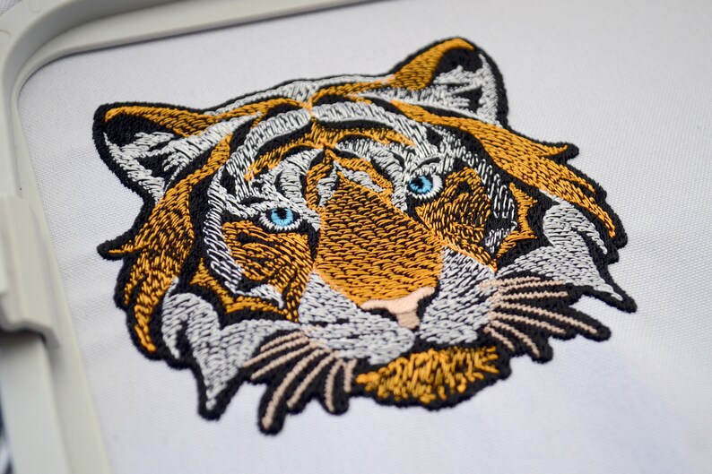 Bengal Tiger Head Embroidery Design - Sketch Stitch Wild Animal Face on ...