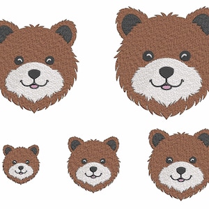 Happy Baby Bear Face Embroidery Design, Fill Stitch Bear Head, Forest ...