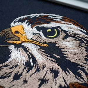 Realistic Hawk Head Embroidery Design – Fill Stitch Noble Bird for Dark ...