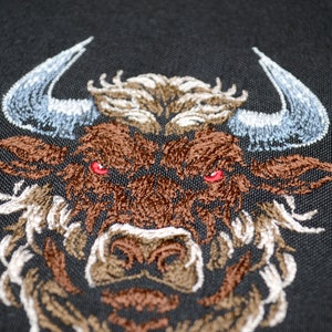 Brutal Bull Head Embroidery Design - Realistic Horned Beast for Dark ...