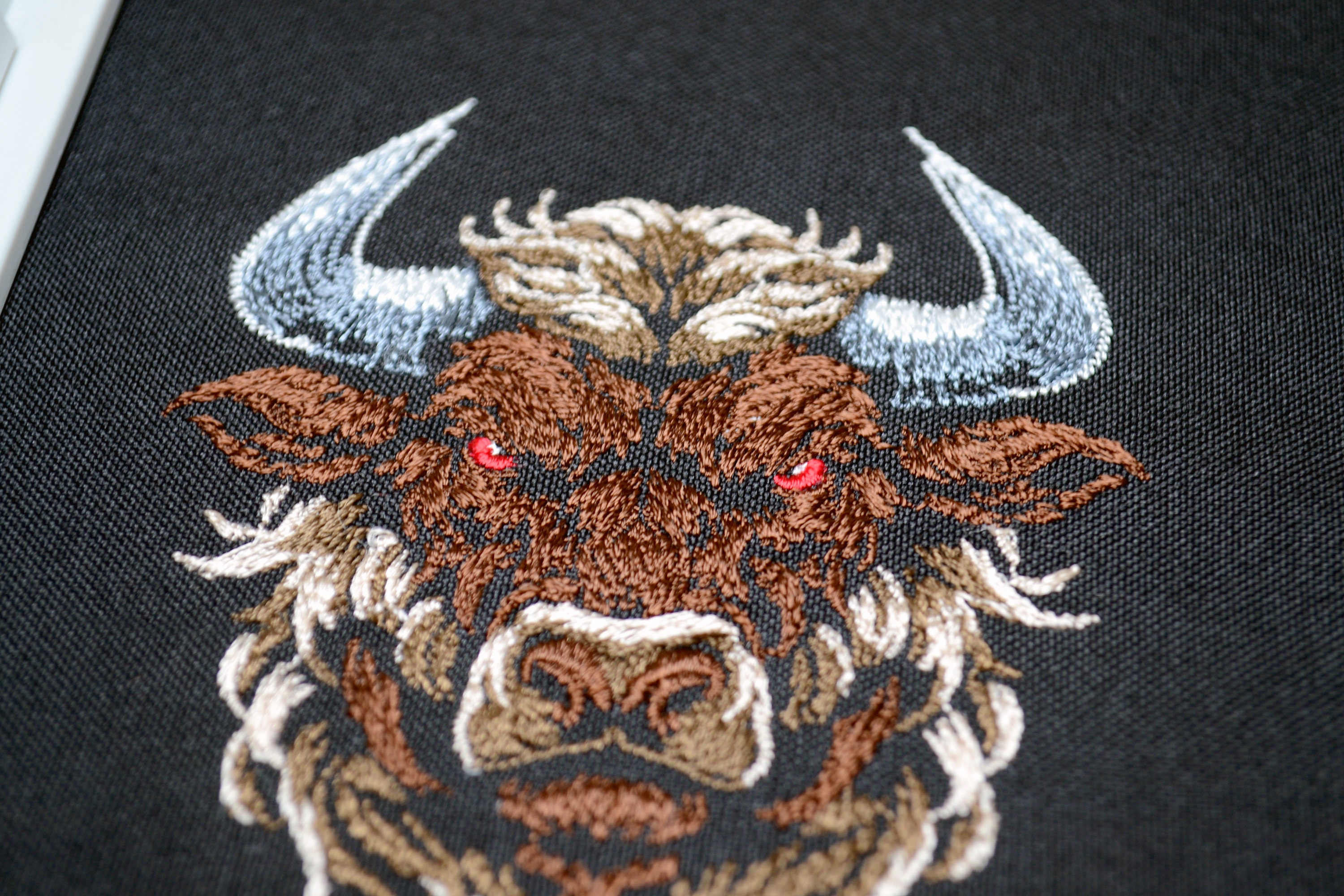 Brutal Bull Head Embroidery Design - Realistic Horned Beast for Dark ...