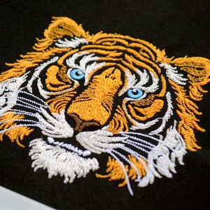 Elegant Tiger Head Embroidery Design - Wild Animal Majesty for Dark ...