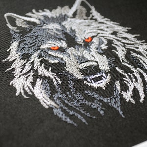 Mystic Wolf Head Embroidery Design - Dark Fabric Totemic Beast, Fairy ...