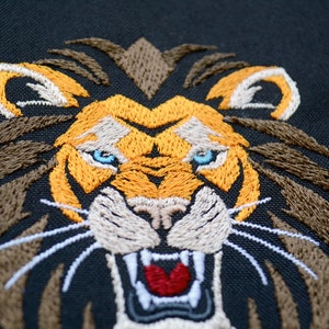 Angry Lion Head Embroidery Design - Noble Animal King for Dark Fabric ...