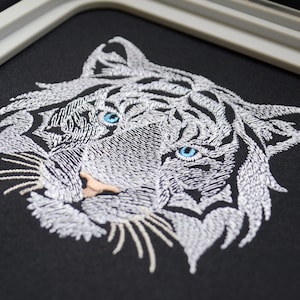 Sketch Stitch White Tiger Embroidery Design - Majestic Animal Head Art ...