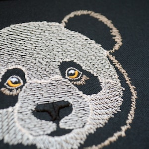 Quick Stitch Panda Face Embroidery Design - Cute Animal on Dark Fabric ...