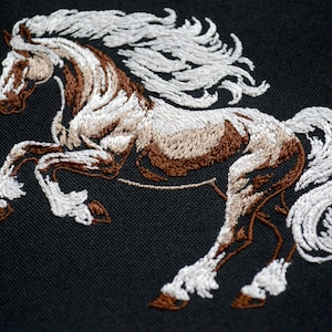 Noble Horse Embroidery Design - Wild Stallion With White Mane for Dark ...