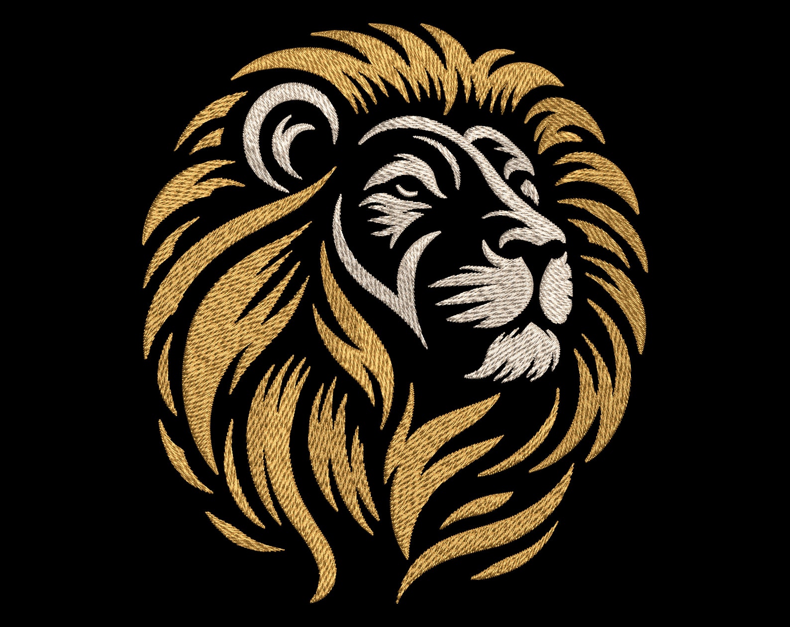 Noble Lion Face Embroidery Design Golden Mane Pattern Jungle King for ...