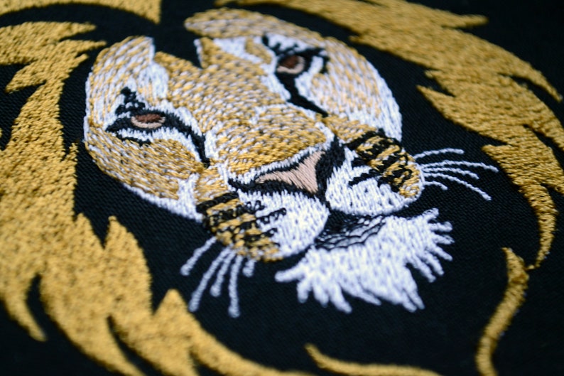 Golden Lion Head Embroidery Design for Dark Fabric Fill - Etsy