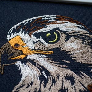 Realistic Hawk Head Embroidery Design – Fill Stitch Noble Bird for Dark ...