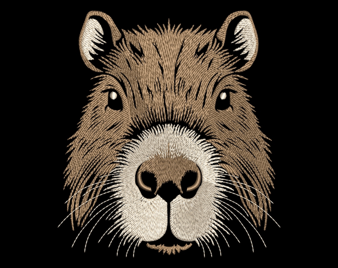 Capybara Face Machine Embroidery Design - Adorable Animal Head Pattern ...