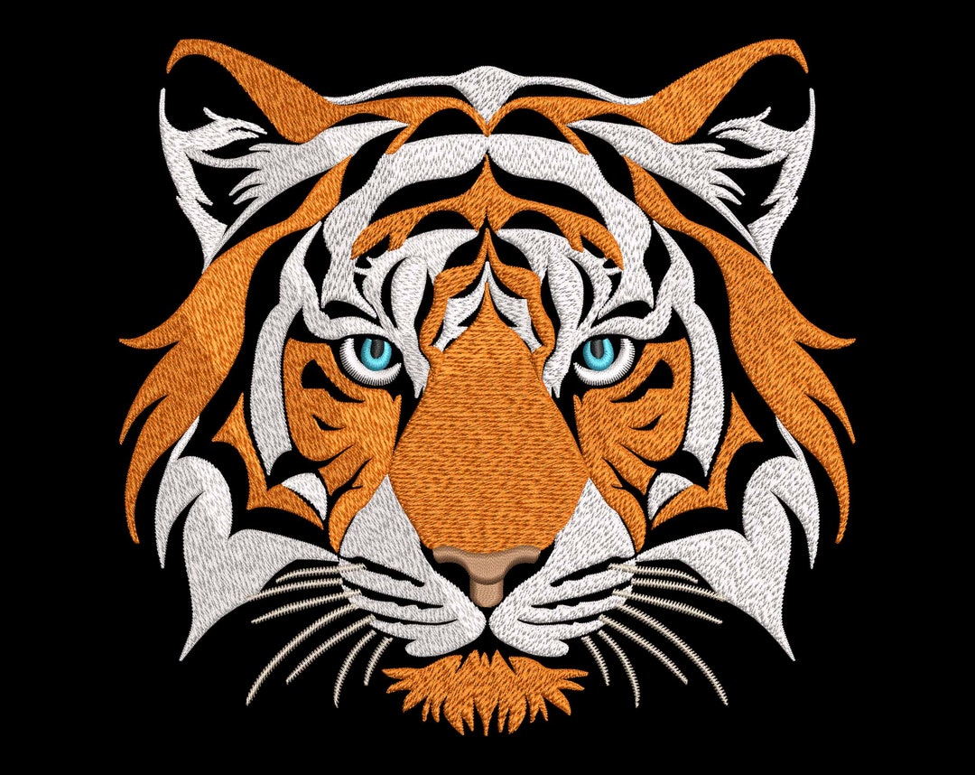 Majestic Tiger Head Embroidery Design - Fill Stitch Wild Animal Face ...