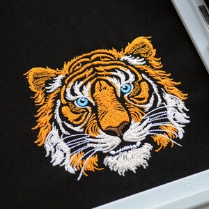 Elegant Tiger Head Embroidery Design - Wild Animal Majesty for Dark ...