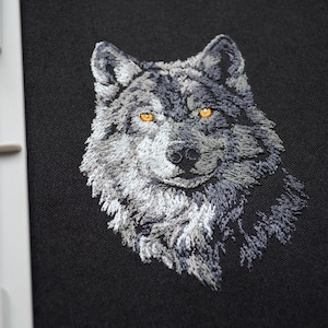 Wild Wolf Head Embroidery Design, Realistic Forest Animal Pattern for Dark Textile, Freedom ...