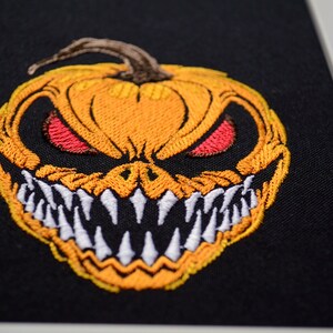 Spooky Angry Pumpkin Embroidery Design - Fill Stitch Demonic Halloween ...