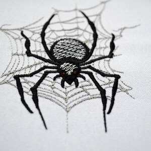 Black Spider on Web Embroidery Design - Creepy-cute Insect Art for ...