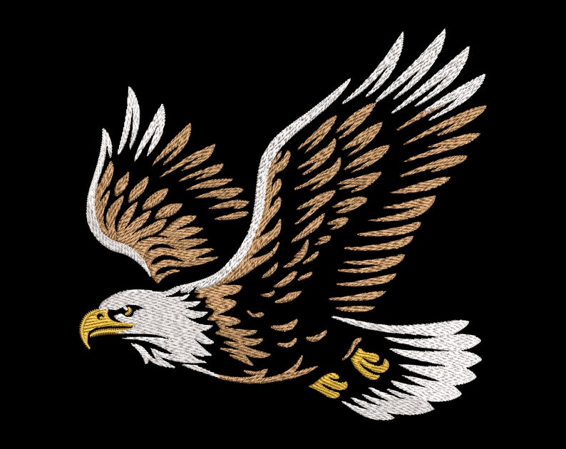 Flying Bald Eagle Embroidery Design – Majestic American Bird, Fill ...