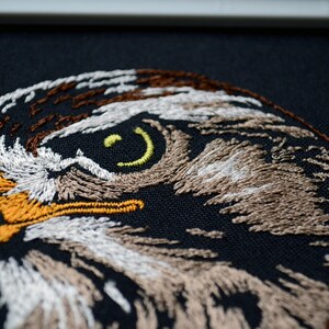 Realistic Hawk Head Embroidery Design – Fill Stitch Noble Bird for Dark ...