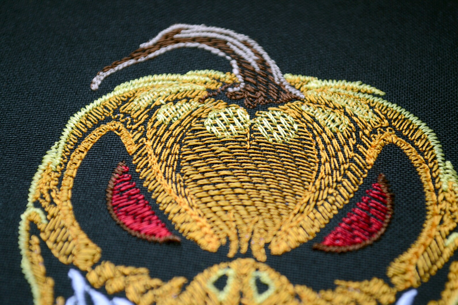 Angry Pumpkin Face Embroidery Design - Light Stitch Demonic Halloween ...