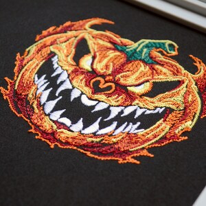 Sketch Stitch Demonic Pumpkin Head - Creepy Halloween Embroidery Design ...