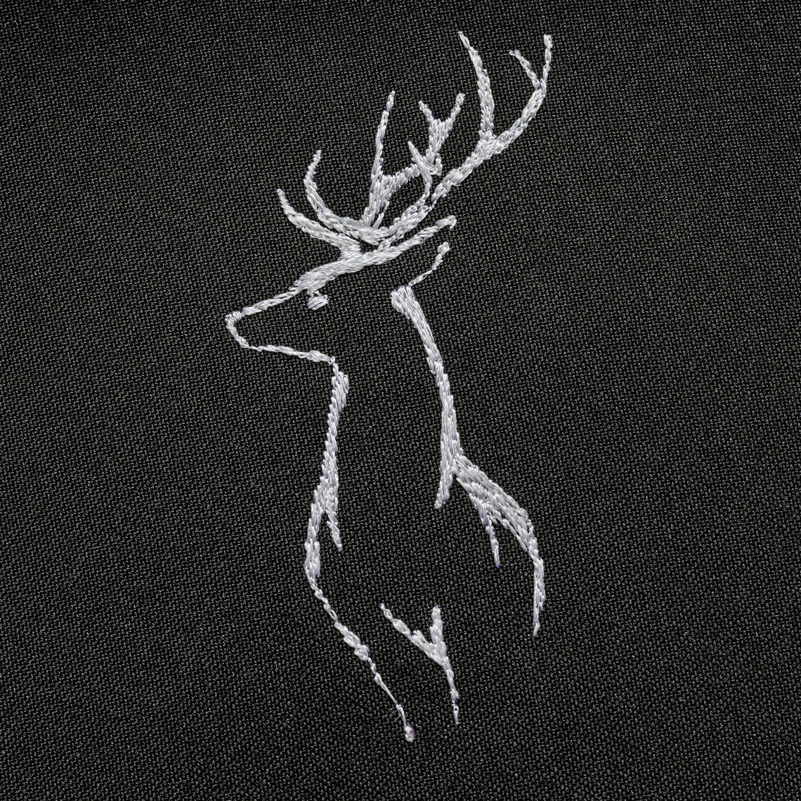 Buck Deer Silhouette Embroidery Design, Elegant Stag Line Art for Dark ...