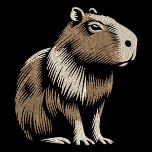 Sitting Capybara Embroidery Design - Lifelike Adorable Animal Pattern ...
