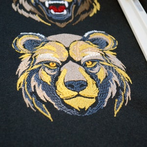 Majestic Bear Face Embroidery Design - Fill Stitch Forest Animal Head ...