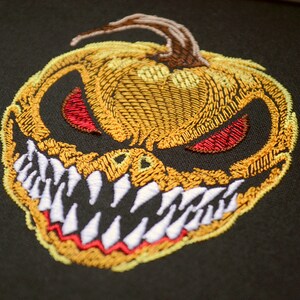 Angry Pumpkin Face Embroidery Design - Light Stitch Demonic Halloween ...