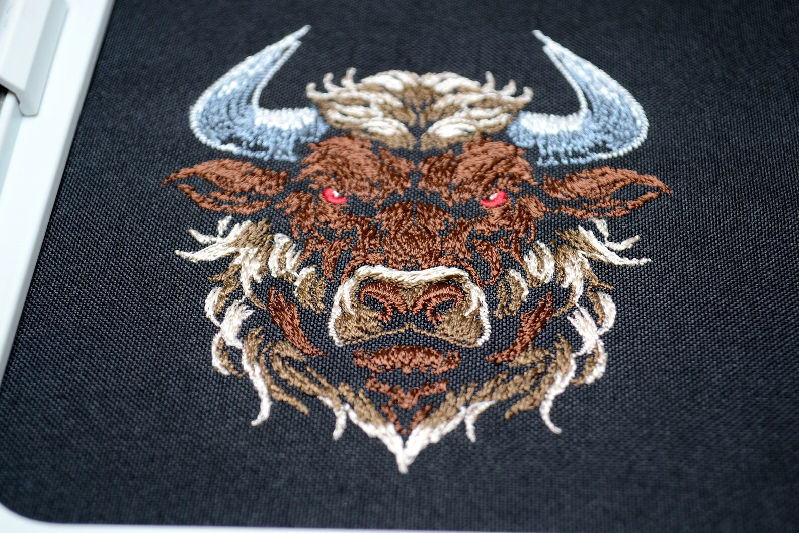 Brutal Bull Head Embroidery Design - Realistic Horned Beast for Dark ...
