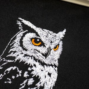 Owl Embroidery Design, Horned Owl Digital Pattern for Dark Textile ...