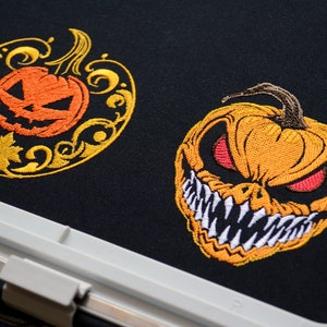 Spooky Angry Pumpkin Embroidery Design - Fill Stitch Demonic Halloween ...
