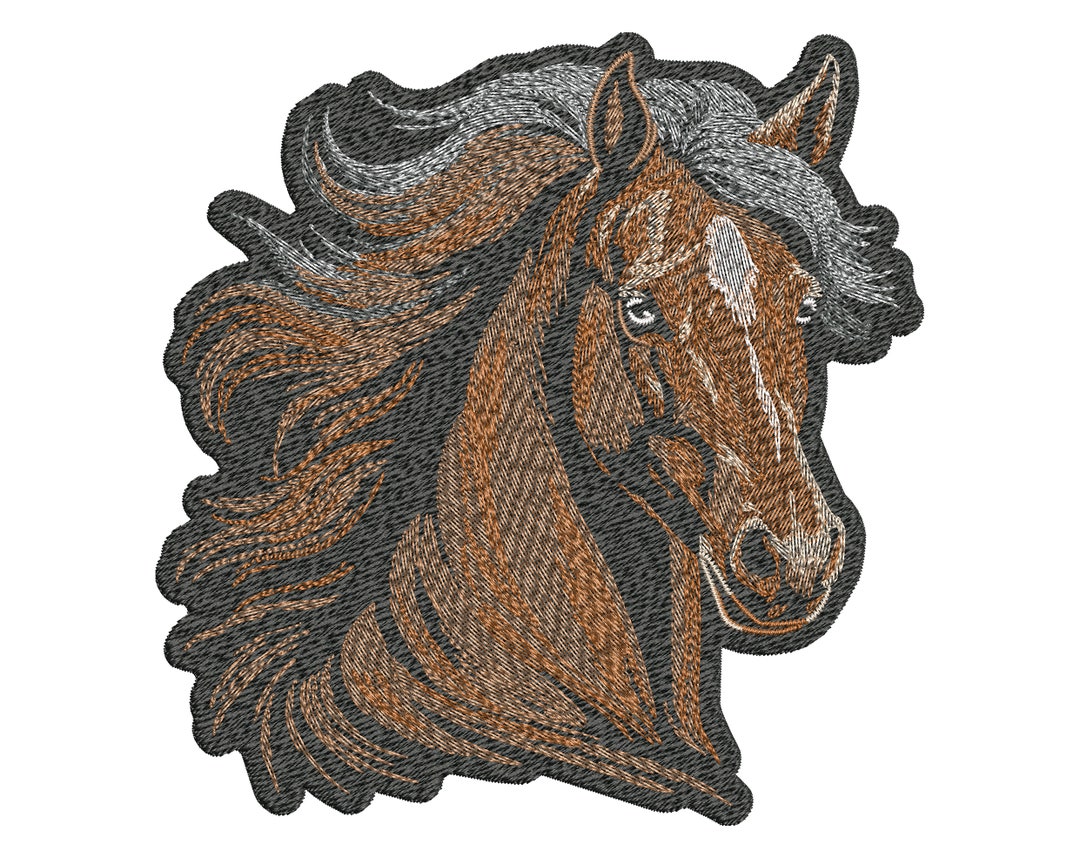 Realistic Horse Embroidery Design - Sketch Stitch Noble Animal Head on ...