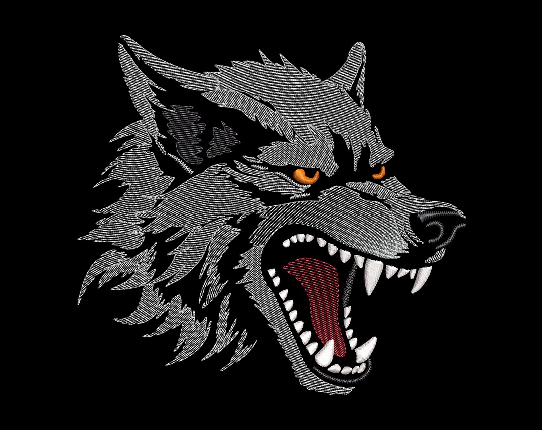 Quick Stitch Fierce Wolf Head Embroidery Design - Sketch Angry Snarling ...