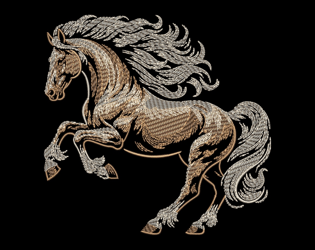 Quick Stitch Wild Stallion Embroidery Design - Noble Horse With White ...