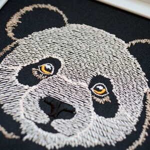 Quick Stitch Panda Face Embroidery Design - Cute Animal on Dark Fabric ...