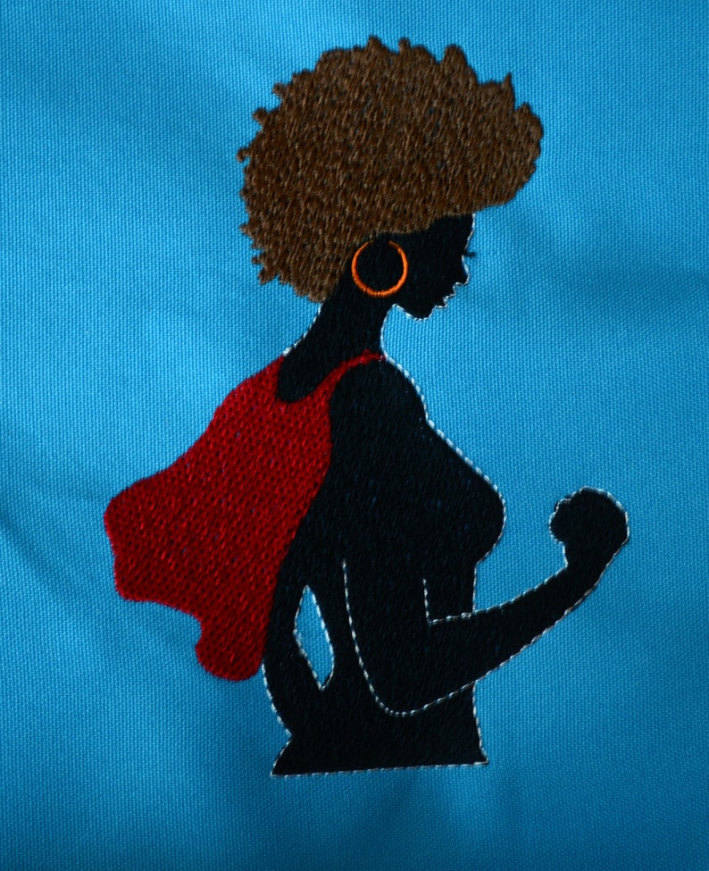 Super Black Woman Embroidery Design Strong Afro Girl with | Etsy