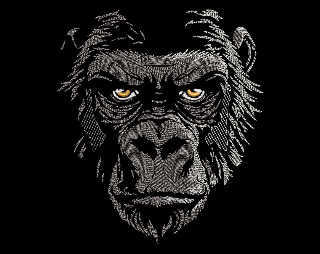 Quick Stitch Monkey Face Embroidery Design - Realistic Jungle Animal ...