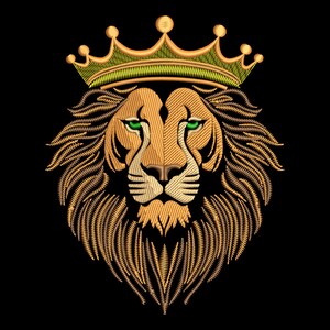 Six Regal Lions Embroidery Design SET - Royal Jungle King for Dark ...