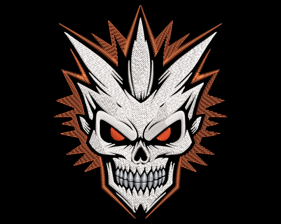 Demonic Skull Embroidery Pattern - Halloween Fill Stitch for Dark ...