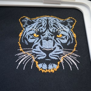 Black Panther Embroidery Design - Dark Fabric-ready, Wild Feline Face ...