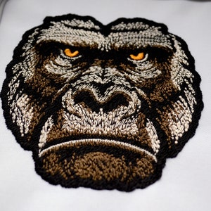 Gorilla Face Embroidery Design - Quick Stitch Wild Animal on Filled ...