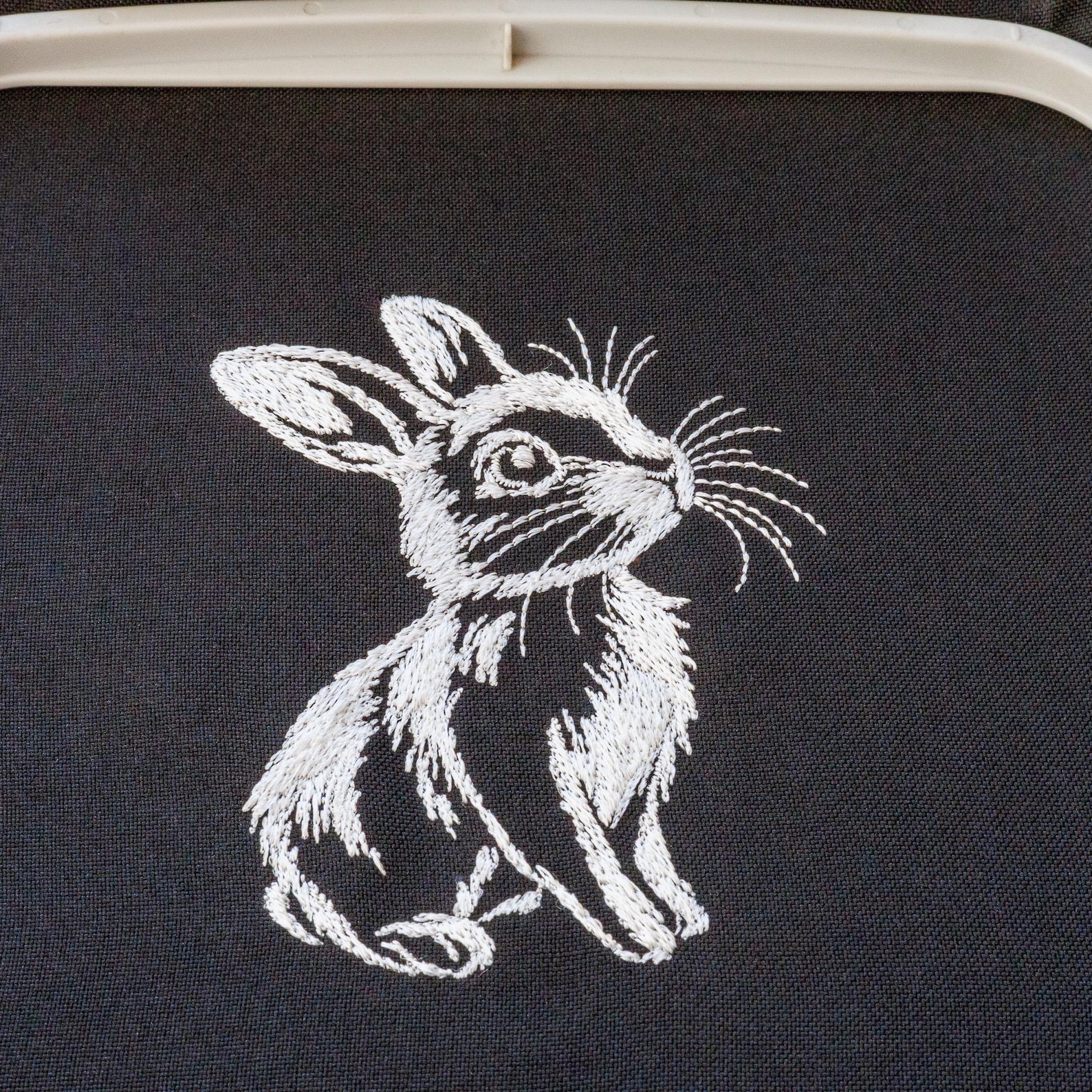 Cute Bunny Embroidery Design, Realistic White Rabbit Digital Pattern ...