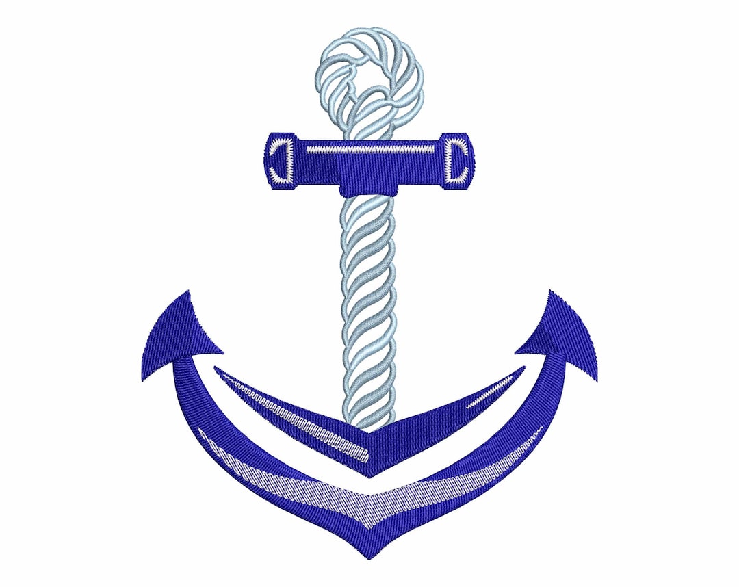 Anchor and Rope Embroidery Design - Fill Stitch Maritime DIY - Nautical ...
