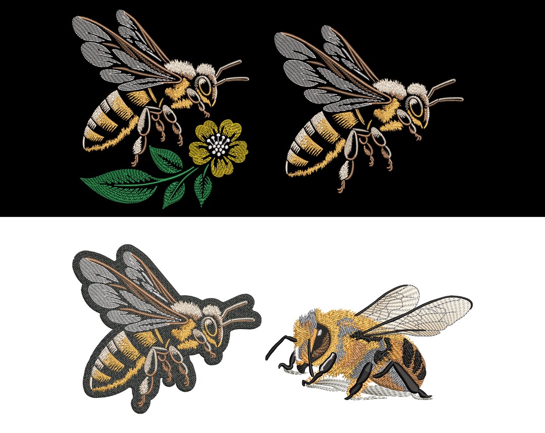 Realistic Honeybee Embroidery Designs Bundle - Lifelike Bee Art on ...