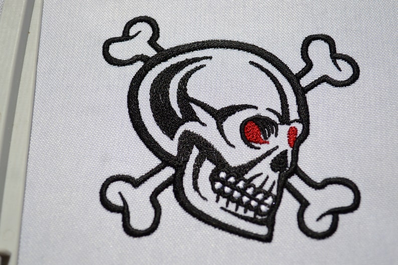 Skull Crossbones Embroidery Design, Halloween Skeleton Cross Bones, Red ...