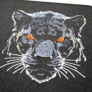 Sleek Black Panther Embroidery Design - Realistic Wild Feline for Dark ...