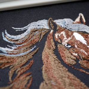 Realistic Horse Head Embroidery Design - Noble Animal for Dark Fabric ...