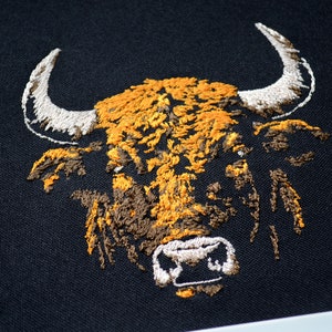 Bison Face Embroidery Design – Realistic Western Cowboy Farm Animal ...