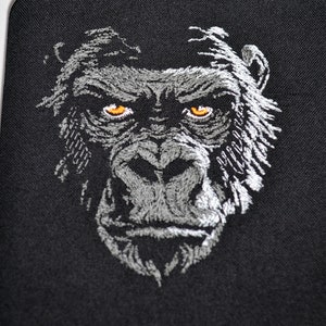 Monkey Face Embroidery Design - Realistic Wild Animal for Dark Fabric ...